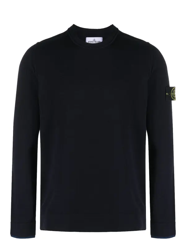 Stone Island Compass-patch Crew-neck Jumper - Blue