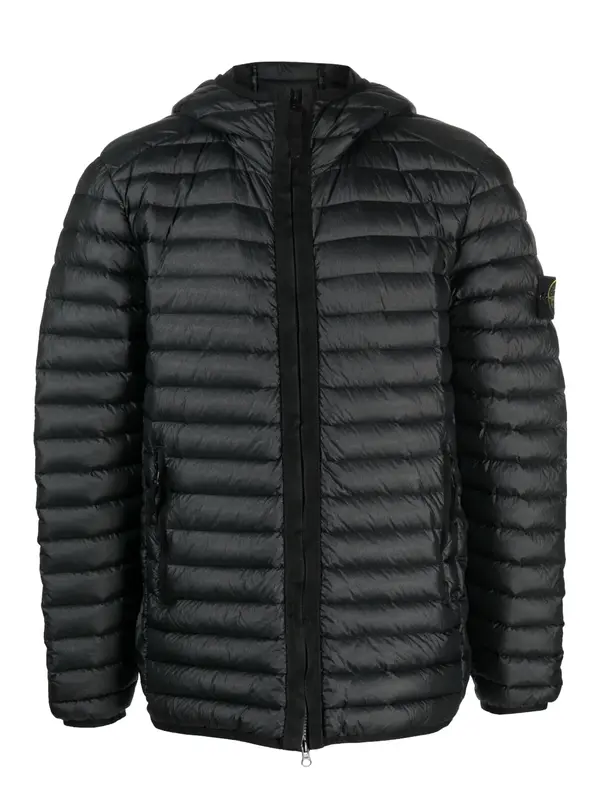 Stone Island Compass-patch Hooded Padded Jacket - Black