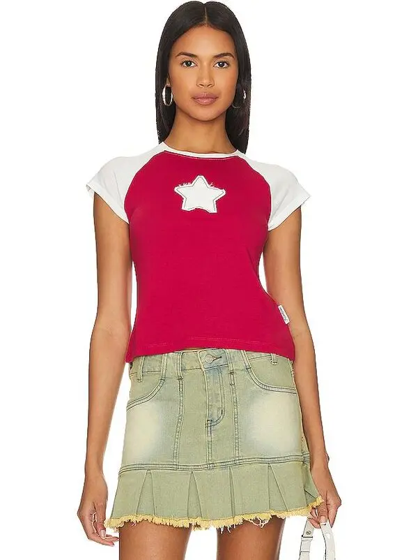 THE LAUNDRY ROOM Stardom Raglan Baby Tee - Red & White