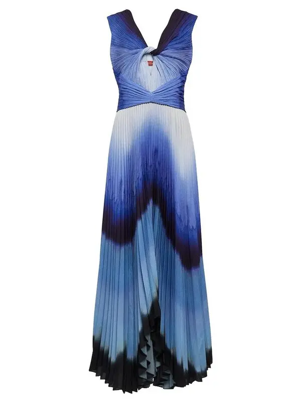 Altuzarra Printed Pleated Maxi Dress - Blue