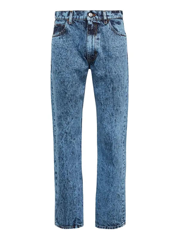 Marni Leather-trimmed Straight Jeans - Blue