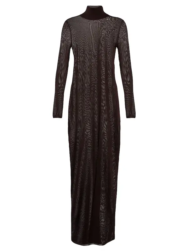 Alaïa High-neck Knit Maxi Dress - Black