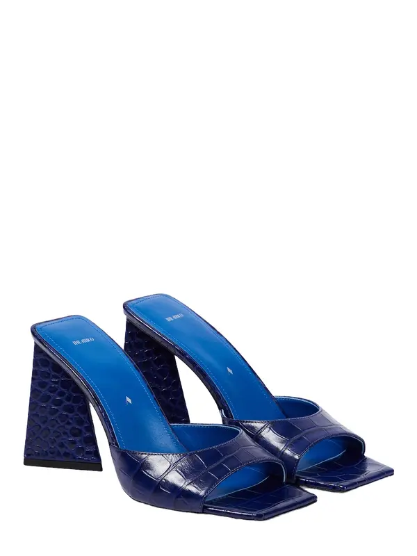 Attico Mini Devon 85 Croc-effect Leather Mules - Blue