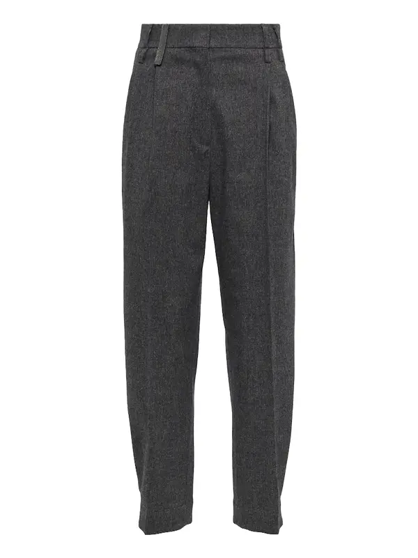 Brunello Cucinelli Mid-rise Wool-blend Pants - Grey