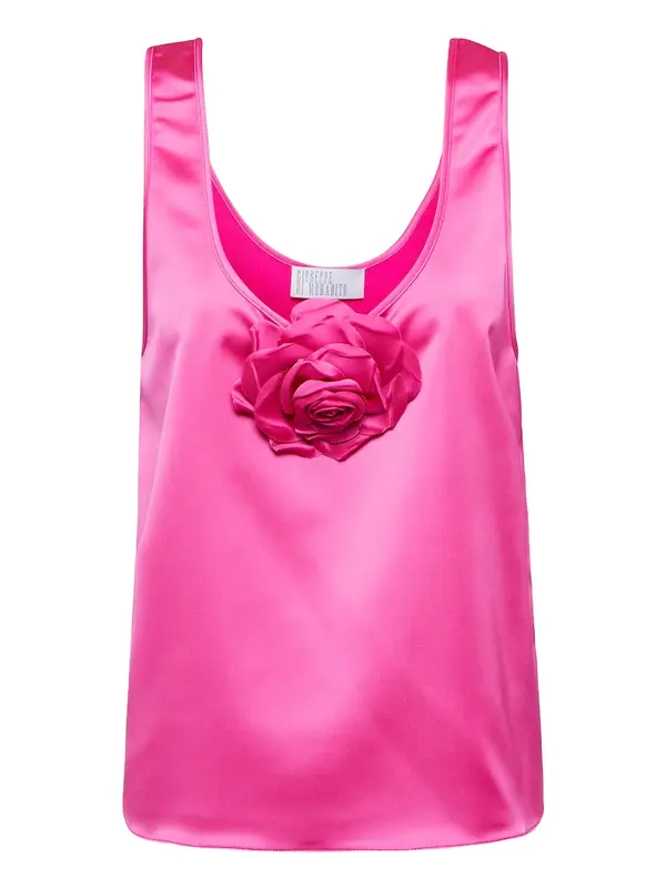 Giuseppe Di Morabito Rose-appliqué Satin Top - Pink