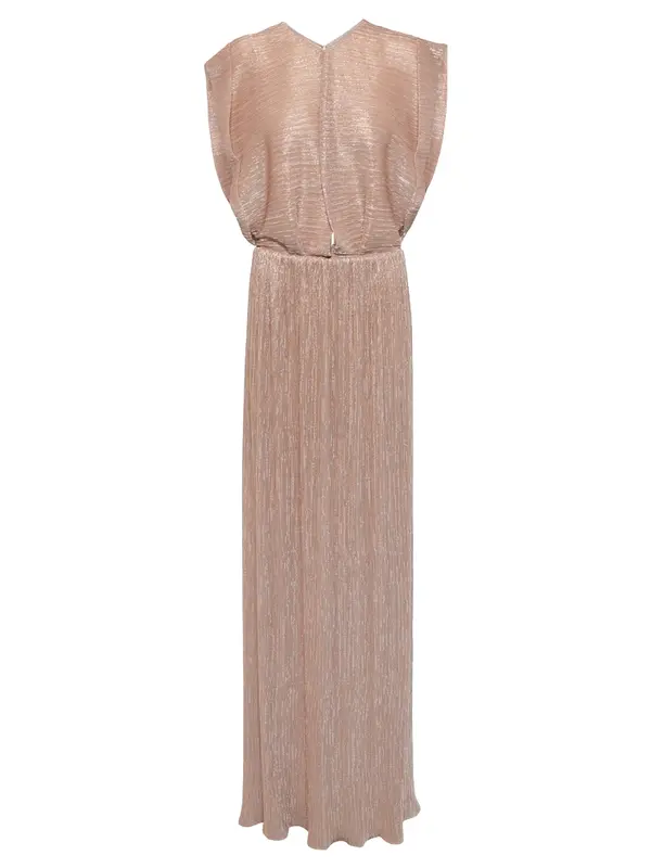 Costarellos Metallic Pleated Gown - Pink