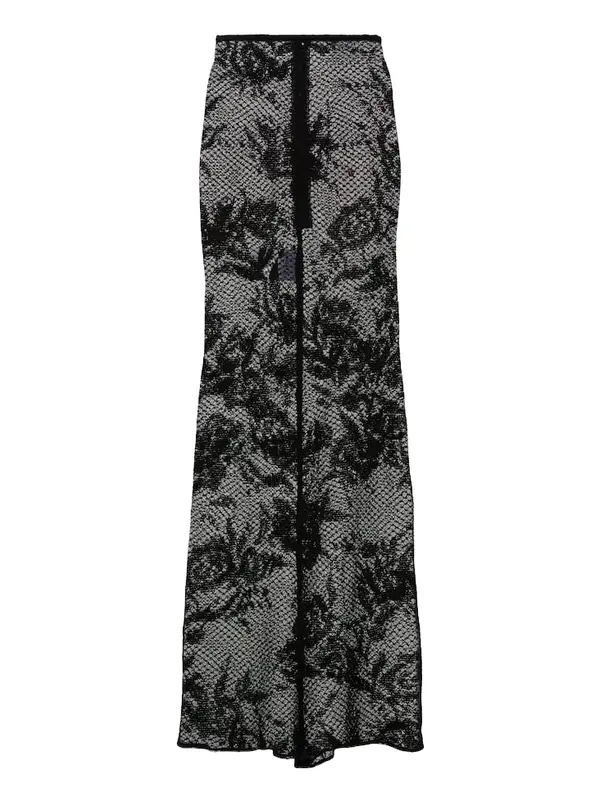 Alaïa Floral Mesh Maxi Skirt - Black