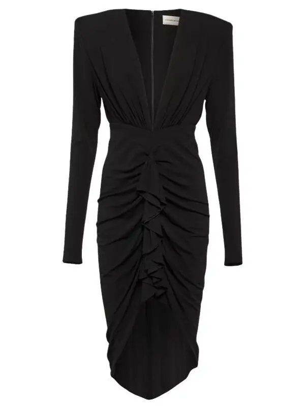 Alexandre Vauthier Draped Jersey Midi Dress - Black