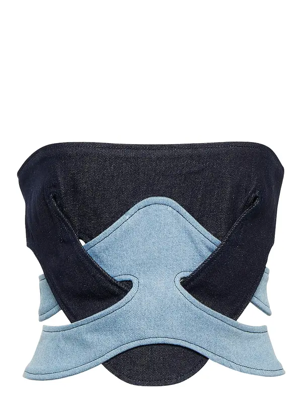 DION LEE Strapless Denim Corset Top - Blue