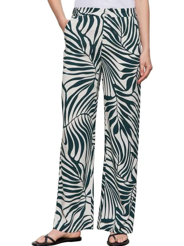 Sanctuary Printed Wide Leg Pants - Green Oasi
