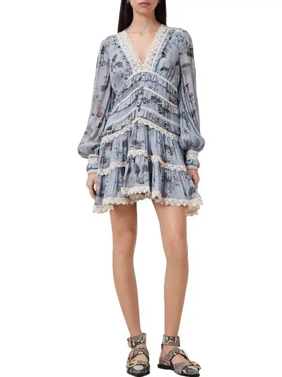 ALLSAINTS Zora Long Sleeve Minidress - Origin Blue Bird