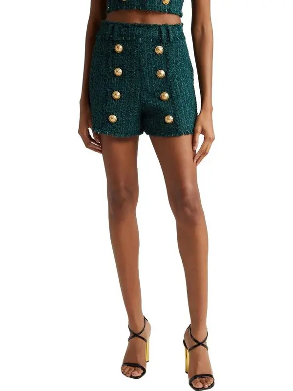 Balmain Tweed Shorts - 7cx Dk Green