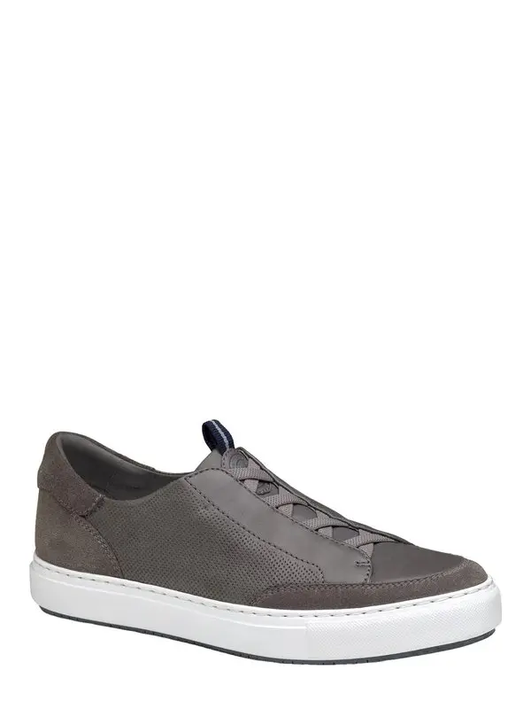 Johnston & Murphy Anson Stretch Water Resistant Sneaker - Gray English Suede/sheepskin