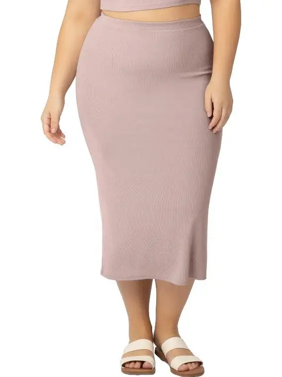 KINDRED BRAVELY Ribbed Maternity Skirt - Lilac Stone