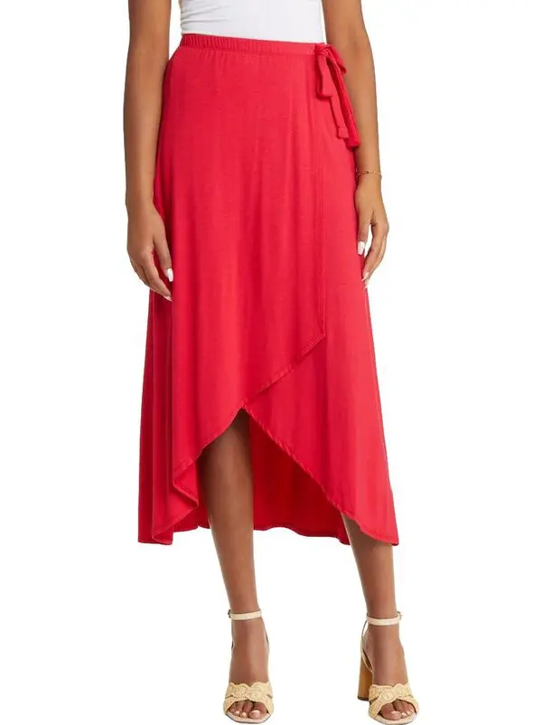 Loveappella Faux Wrap Skirt - Red