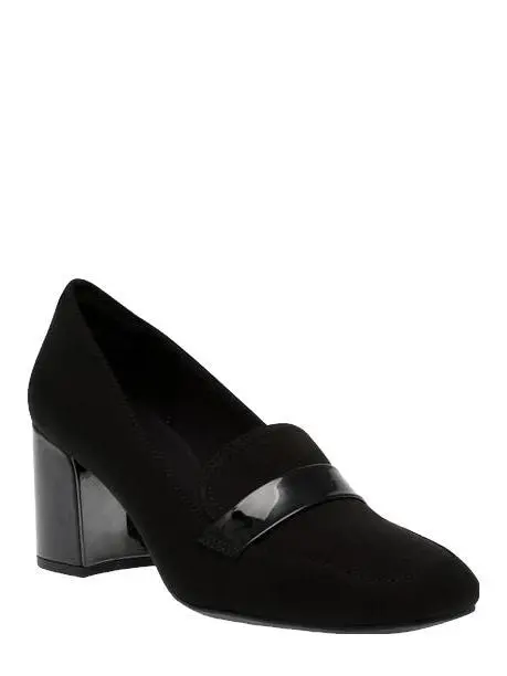 Anne Klein Telepathy Block Heel Pumps - Black Stretch