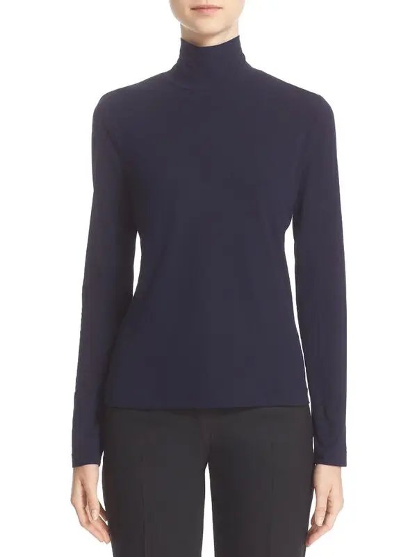 St. John Nuda Fine Jersey Turtleneck Top - Nv00 Navy
