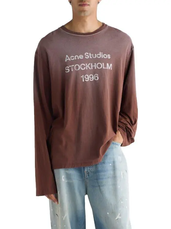 Acne Studios Edden 1996 Distressed Logo Graphic T-shirt - Chocolate Brown