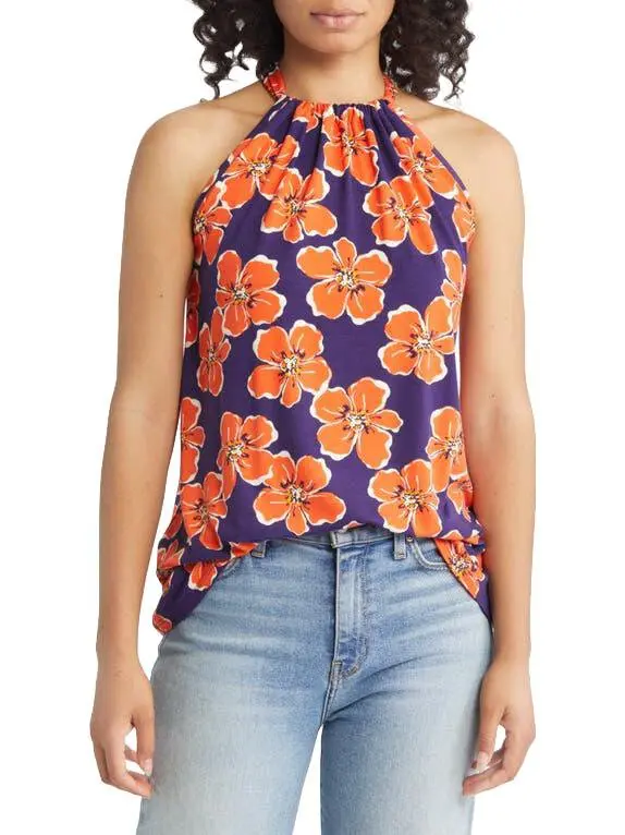 Loveappella Floral Print Tank - Navy/coral