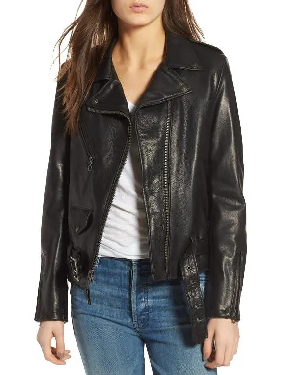 SCHOTT Lightweight Leather Moto Jacket - Black