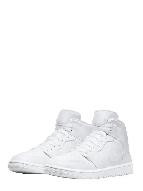 JORDAN Air 1 Mid Basketball Sneakers - White/white/white