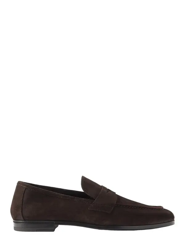 TOM FORD Suede Penny Loafers - Brown
