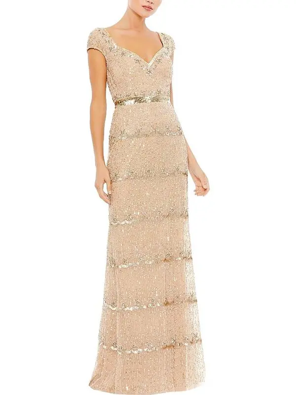 NARS Mac Duggal Cap Sleeve Sweetheart Gown - Nude