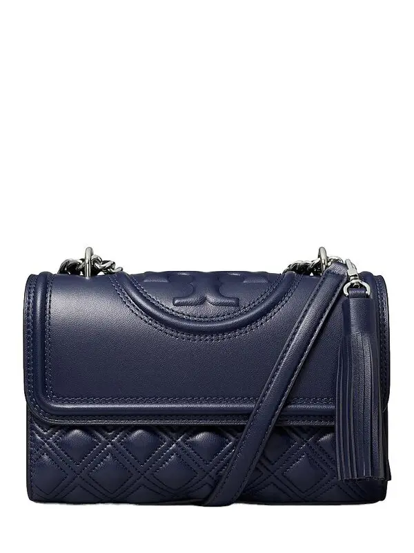 Tory Burch Fleming Small Quilted Leather Convertible Shoulder Bag - Royal Navy