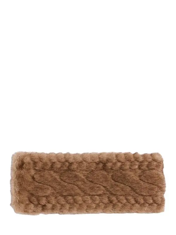 Surell Wicker Clutch With Push Lock Closure - Light Brown