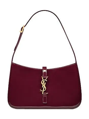 Saint Laurent Le 5 A 7 Hobo Shoulder Bag - Dark Red Wine Patent/gold