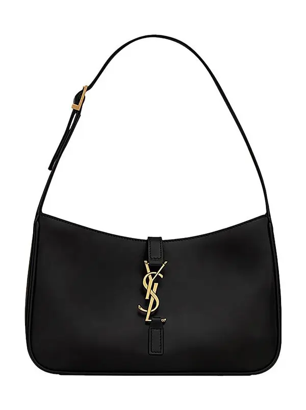 Saint Laurent Le 5 A 7 Hobo Shoulder Bag - Noir Smooth Leather/gold