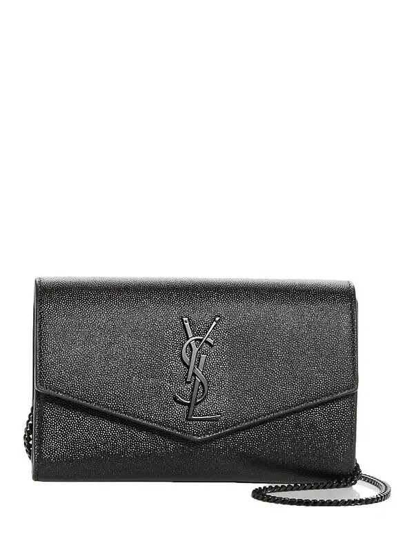 Saint Laurent Uptown Chain Wallet - Black Leather/black