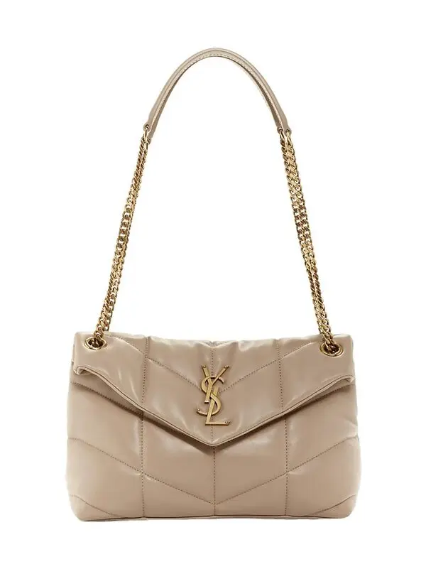 Saint Laurent Puffer Shoulder Bag - Beige Nappa Leather/gold