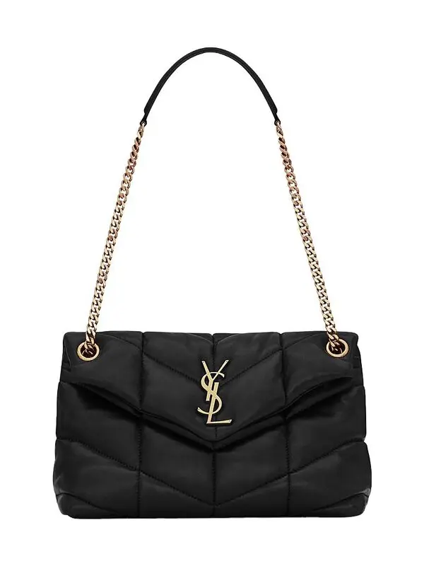 Saint Laurent Puffer Shoulder Bag - Black Nappa Leather/gold