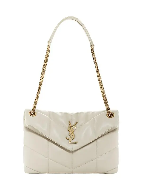 Saint Laurent Puffer Shoulder Bag - White Nappa Leather/gold