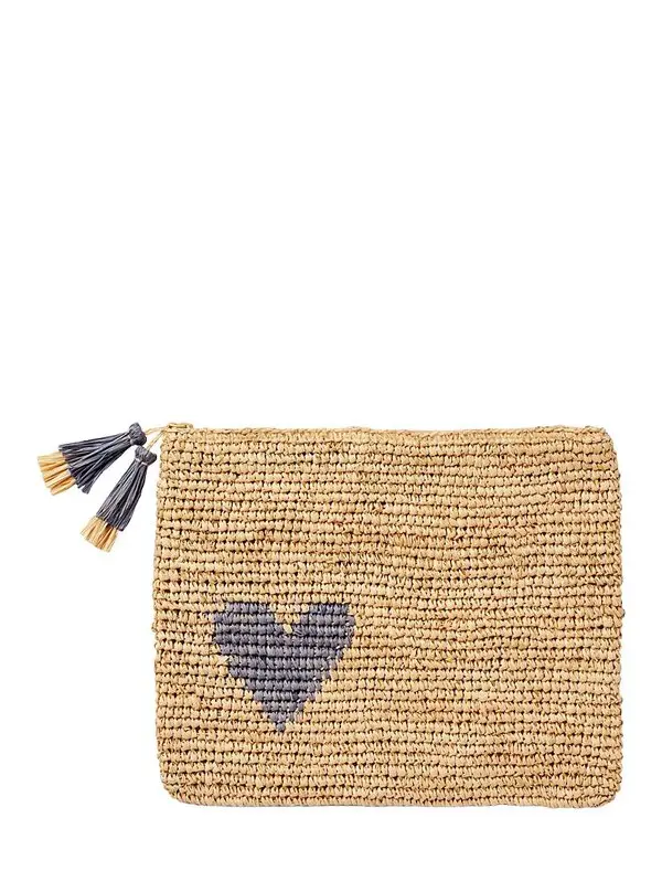 Aerin Raffia Zip Pouch - No Color