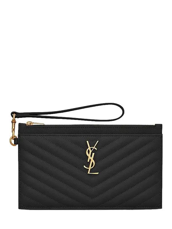 Saint Laurent Monogram Wallet Clutch - Black/gold
