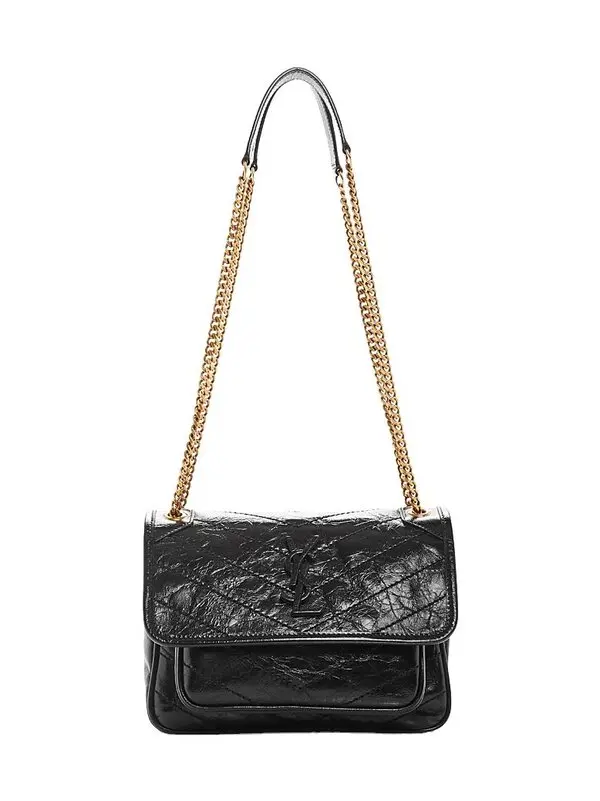Saint Laurent Niki Shoulder Bag - Black Vintage Leather/gold