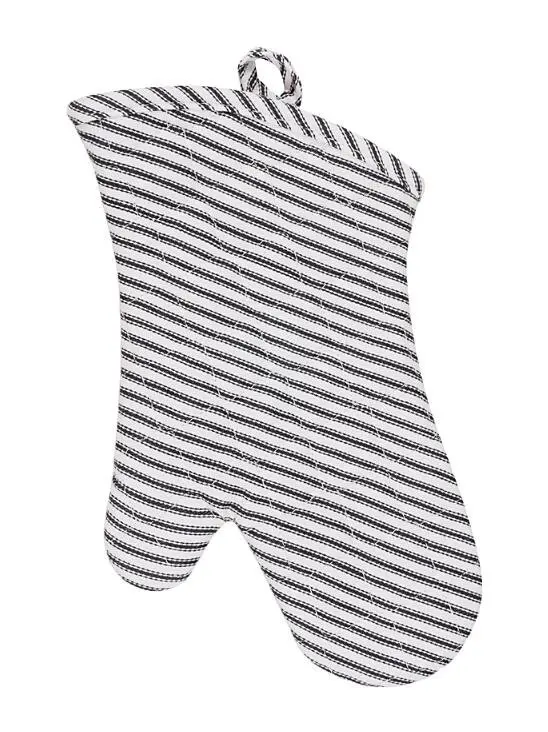 KAF HOME Striped Cotton Oven Mitt - Black