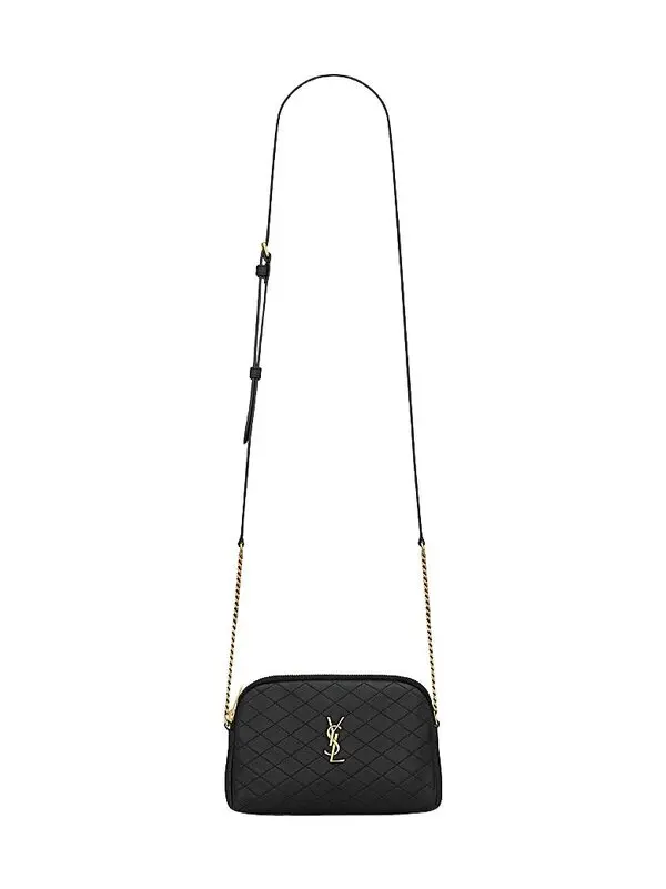 Saint Laurent Gaby Zipped Shoulder Bag - Black Quilted Lambskin/light Bronze