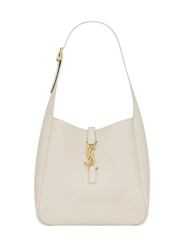 Saint Laurent Le 5 A 7 Supple Shoulder Bag - Blanc Vintage Grain Leather/gold
