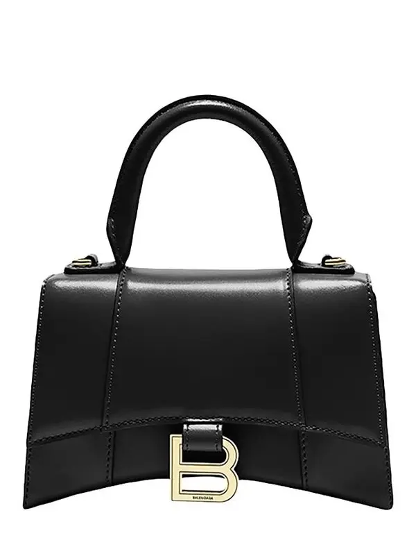 Balenciaga Hourglass Xs Top Handle Bag - Black-gold