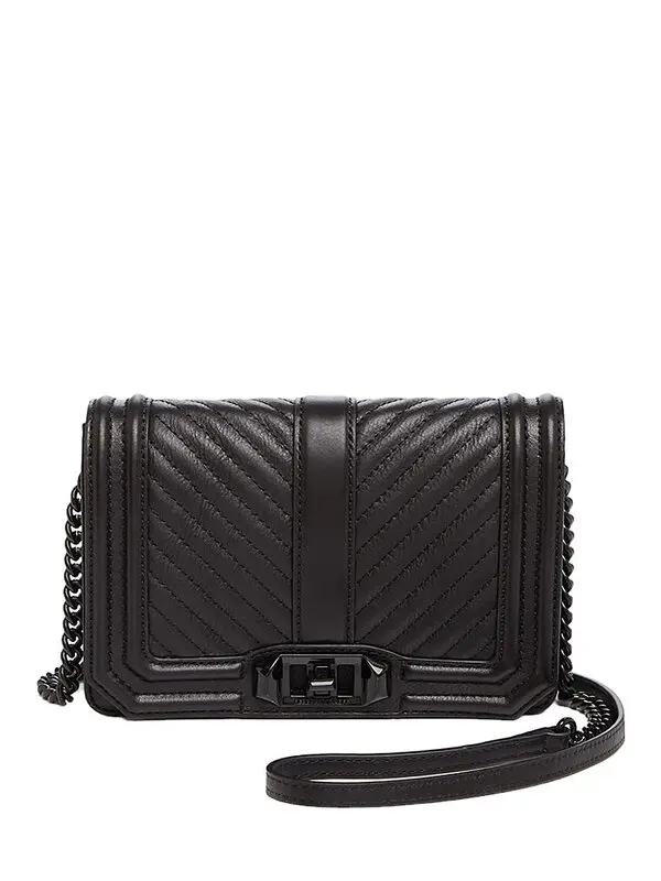 Rebecca Minkoff Love Chevron Quilt Small Leather Crossbody - Black/black