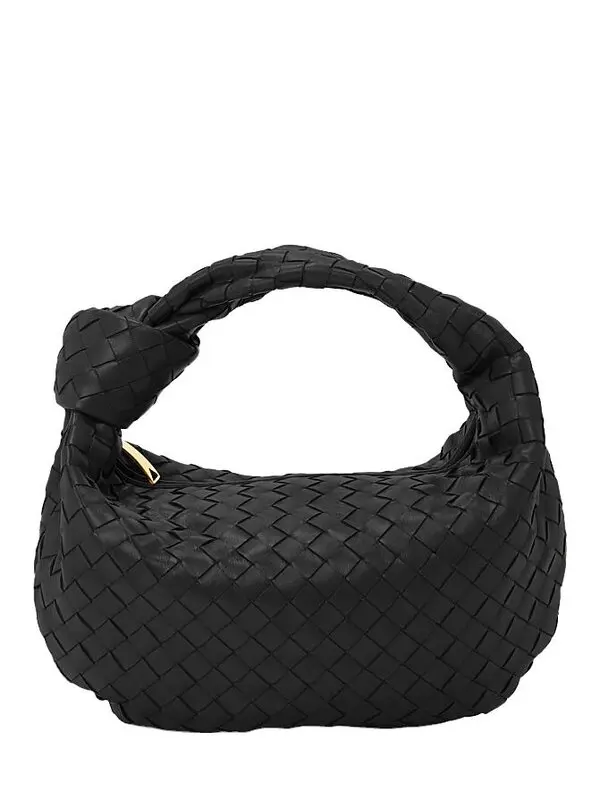 Bottega Veneta Teen Jodie Intrecciato Leather Top Handle Bag - Black/gold