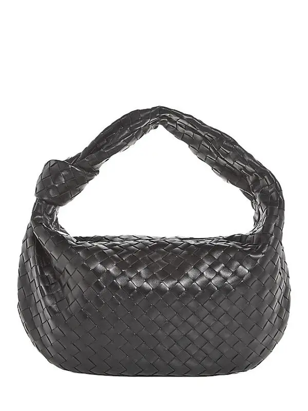 Bottega Veneta Intrecciato Leather Shoulder Bag - Black/silver