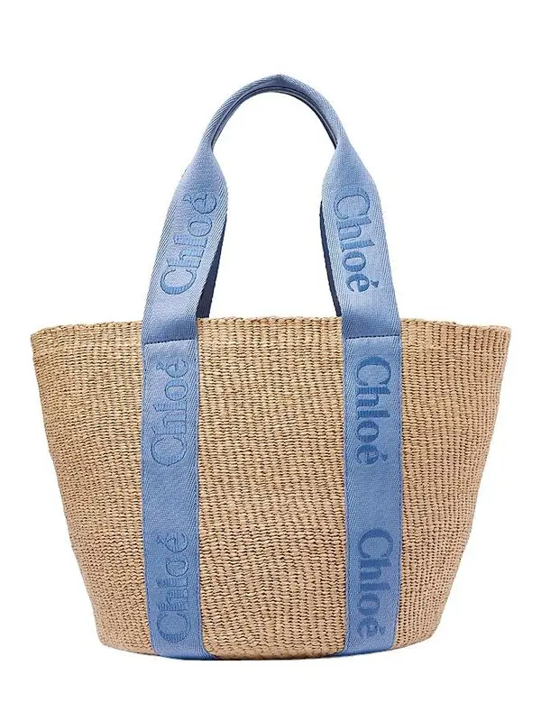 Chloé Woody Large Basket Tote - Ashes Blue