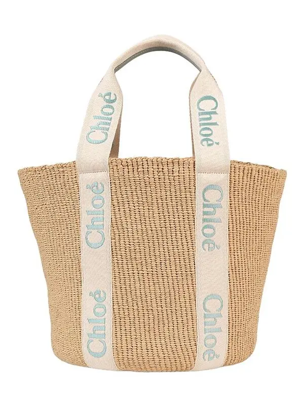 Chloé Woody Large Basket Tote - Bluish Green