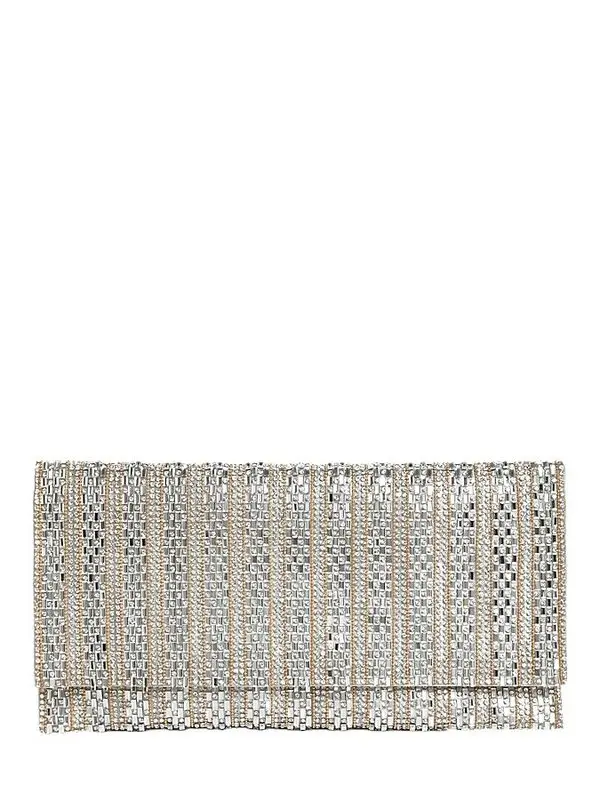 Aqua Megan Crystal Beaded Clutch - Silver/gold