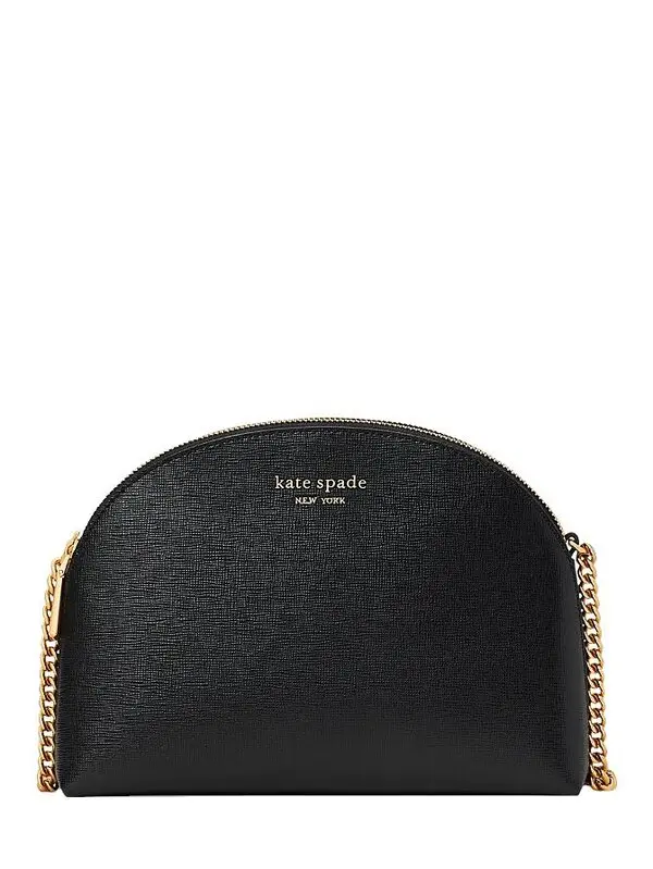 Kate Spade New York Morgan Saffiano Leather Double Zip Dome Crossbody - Black/gold