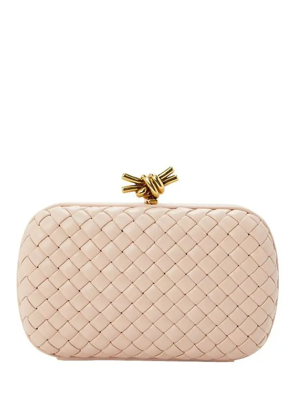 Bottega Veneta Knot Intrecciato Box Clutch - Lotus/brass
